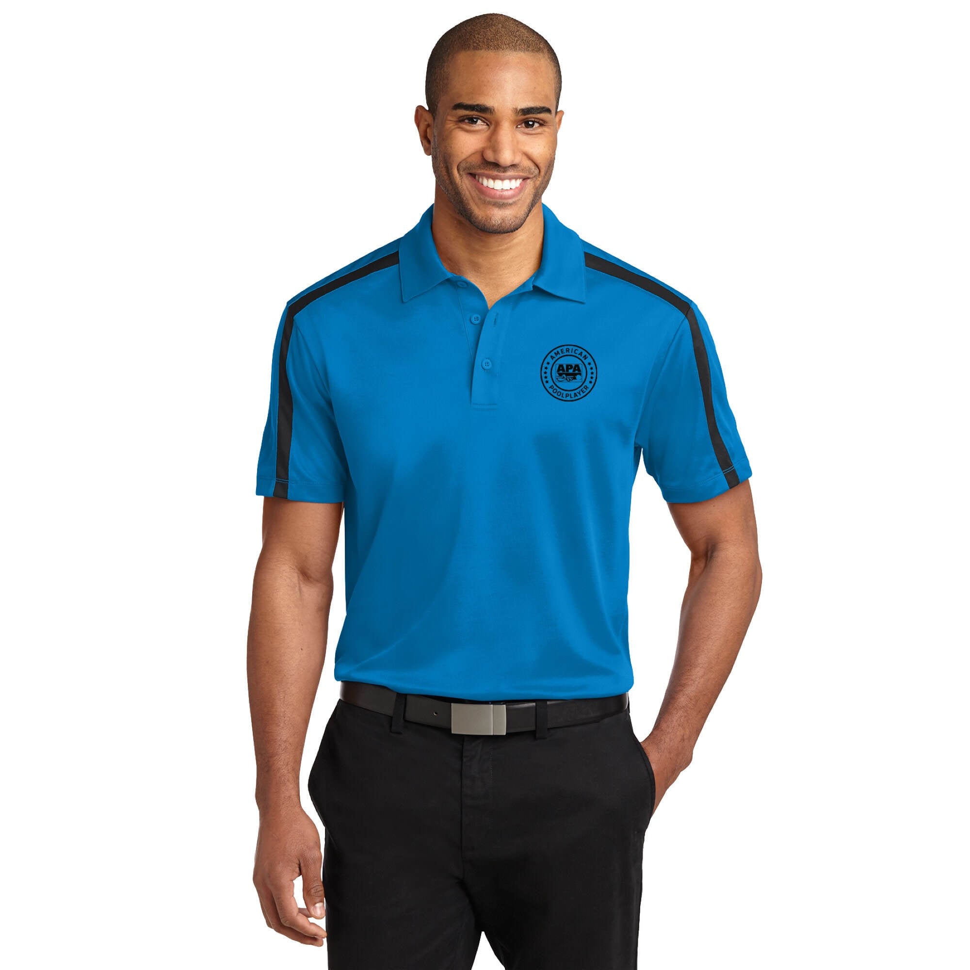 Shirt - Men Polo with Stripe Colorblock | American Poolplayers Association